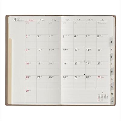 1641 NOLTY アクセスマンスリー 日曜始まり(グレー