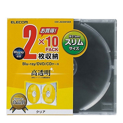 ELECOM CD/DVDスリムケース(2枚収納)(10パック)/クリア