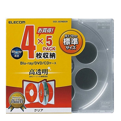 ELECOM CD/DVDケース(4枚収納)(5パック)/クリア